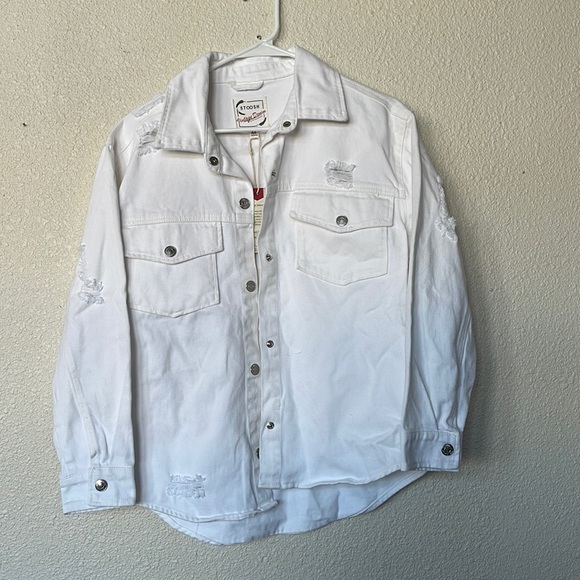 Stoosh | Jackets & Coats | White Denim Jacket | Poshmark